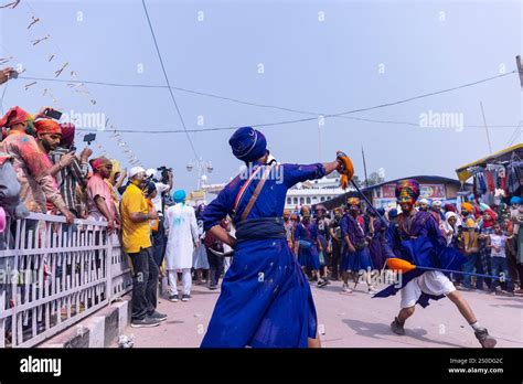 Group Of Sikh People Nihang Sardar During The Celebration Of Hola