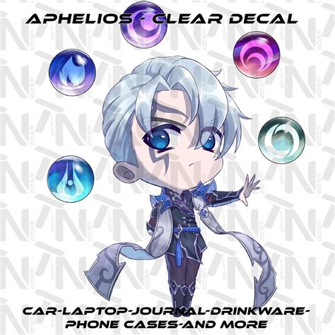 League Of Legends Aphelios Chibi Fanart Clear Vinyl Sticker Water Bottle Laptop T