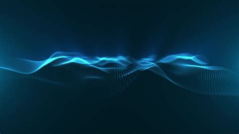 Royal Blue Color Particles Wave Cyber Technology Background Abstract