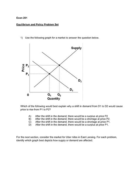Ec 201 Fall 2023 Equilibrium Problem Set Econ 201 Equilibrium And