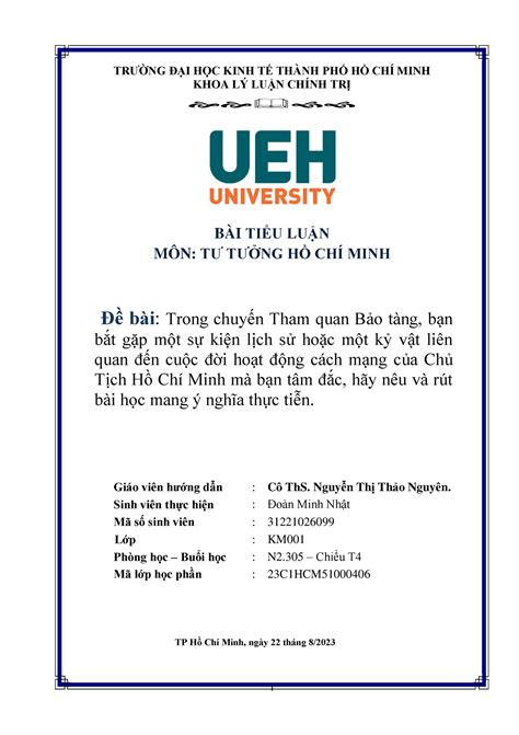 Bài thu hoạch tthcm hehehe ip TRƯỜNG ĐẠI HỌC KINH TẾ THÀNH PHỐ HỒ