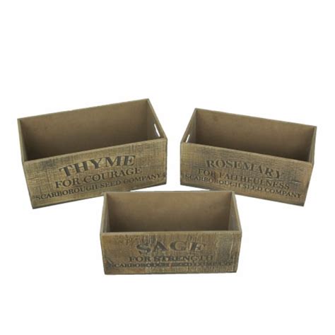 Set Of 3 Decorative Wooden Nesting Boxes Thyme Rosemary Sage Farmhouse