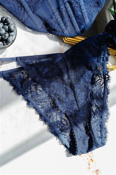 Lacy Side Tie Panty Navy Mentionables