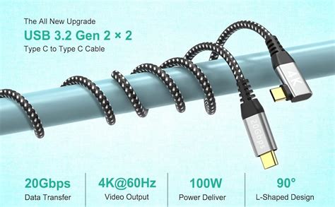 USB C To USB C Monitor Cable 4K 3ft 20Gbps High Speed USB C Data Cable 100W USB C Video And