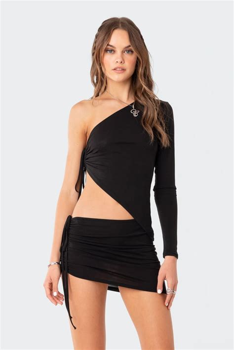 Frankie Long Sleeve Asymmetric Top Asymmetrical Tops Crop Top