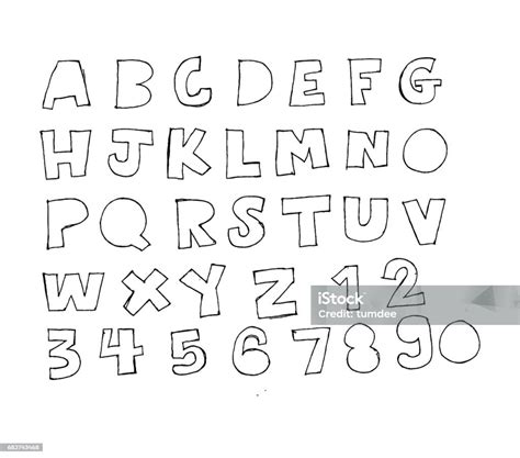 Huruf Gambar Tangan Sketsa Font Ilustrasi Stok Unduh Gambar Sekarang