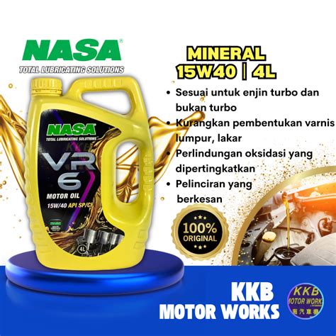 Nasa Vr6 Mineral Engine Oil 15w40 Api Spcf 4l 100 Authentic