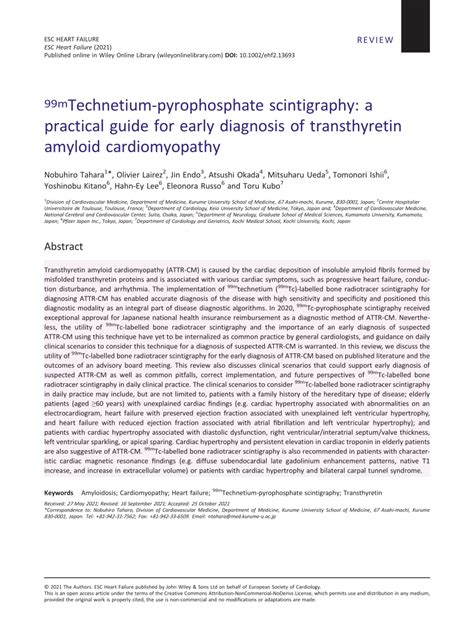 Pdf 99m Technetium‐pyrophosphate Scintigraphy A Practical Guide For