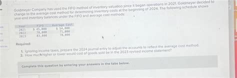 solved bok int int rences goldmeyer company has used the