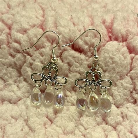 💧raindrop Earrings💜 ~translucent Raindrop Depop