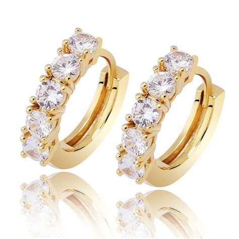 Iced Hoop Earring In 18k Gold Helloice