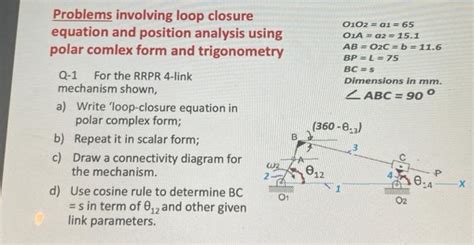 Solved Problems Involving Loop Closure Equation And Position