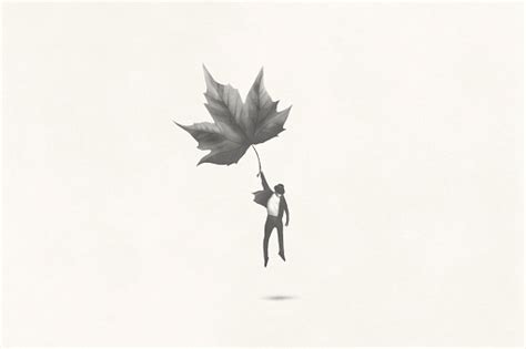 큰 잎 초현실적 인 추상적 인 개념으로 공중에 매달려있는 남자의 그림 자연에 대한 스톡 벡터 아트 및 기타 이미지 자연