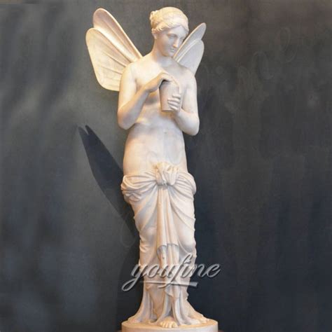Famous White Marble Psyche Holding The Flask Angel Statue By Bertel