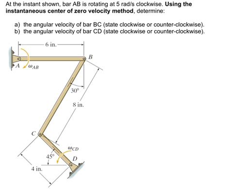 at the instant shown bar ab is rotating at 5 rad s clockwise using