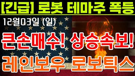 레인보우 로보틱스 긴급속보 로봇 테마주가 폭등 임박 시기왔다 기관 외인 자금 5조원 매수 들어온다 주가 2배 이상