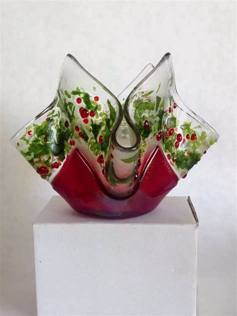 Fused Glass Christmas Candle Etsy