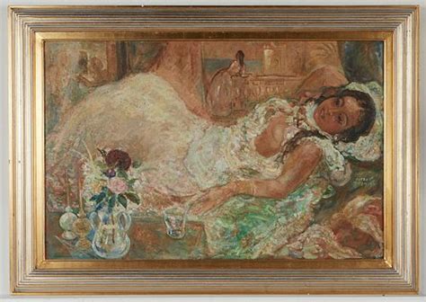 Oskar Spielmann Reclining Lady Oil On Board Sold At Auction On 24th