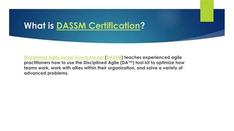 Ppt All You Need To Know About Dassm Certification Powerpoint