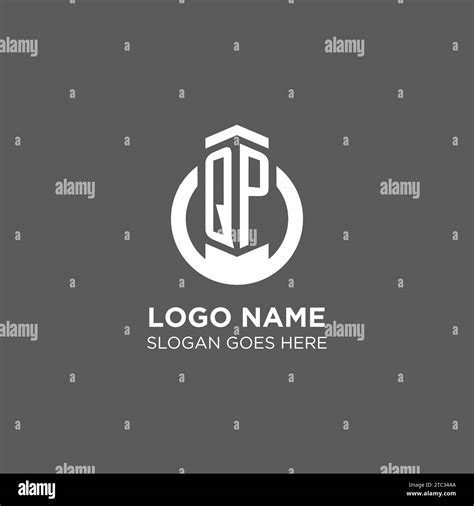 Initial Qp Circle Round Line Logo Abstract Company Logo Design Ideas Vector Graphic Stock