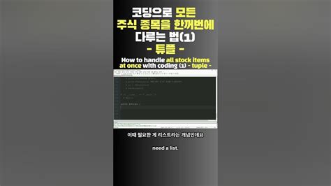 코딩으로 모든 주식 종목을 한꺼번에 다루는 법1 튜플 주식코딩 왕초보도 마스터하기 강의 Youtube