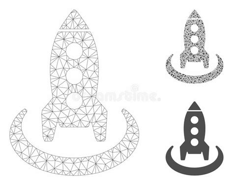 Rocket Start Position Vector Mesh Carcass Model And Triangle Mosaic Icon Stock Vector