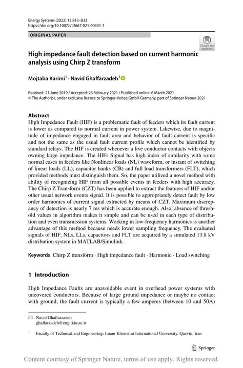 High Impedance Fault Detection Based On Current Harmonic Analysis Using Chirp Z Transform