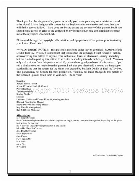 The Tiny Toy Box Miniature Kitten Pattern