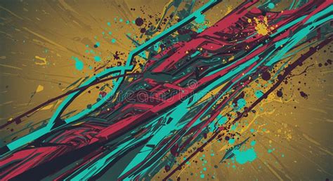 Dynamic Abstract Design Featuring Angular Intertwining Teal And Burgundy Lines On A Stock
