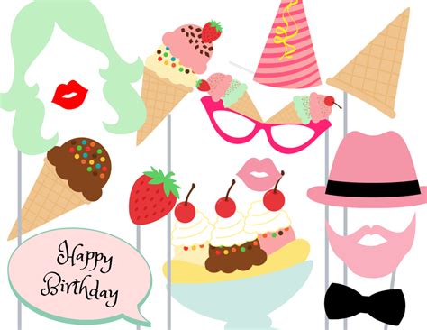 Icecream Shoppe Photo Booth Props Magical Printable