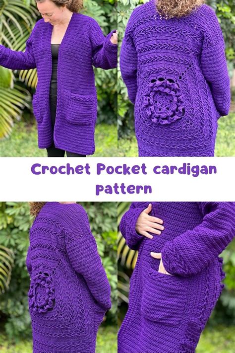 Easy Crochet Pocket Cardigan Pattern Fosbas Designs