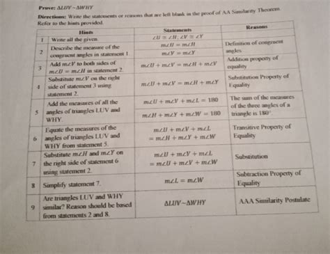 Solved Prove Delta Luv Delta Why Directions Write The Statements Or Reasons That Are Left