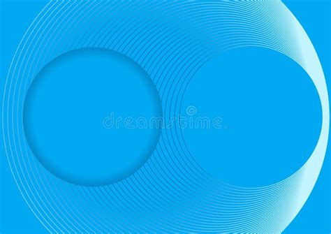 Bright Blue Abstract Geometric Tech Background With Linear Circles Stock Illustration