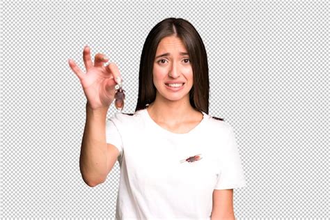 Premium Psd Young Pretty Woman With A Cockroach Insects Infestation