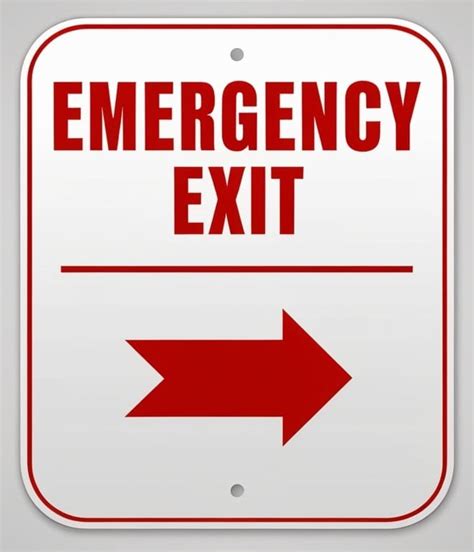 Emergency Exit Red Arrow Sign Free Download And Print For You