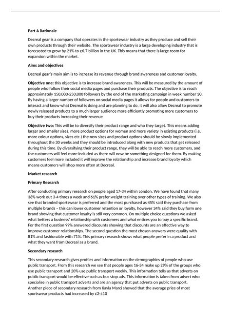 Btec Business Lvl 3 Unit 2 Distinction Exemplar 2022 Paper Making A Marketing Campaign Unit