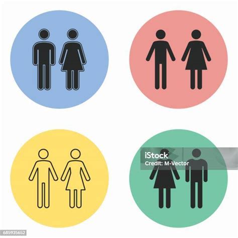 男人和女人廁所圖示集向量圖形及更多人圖片 人 俄羅斯 側影 Istock
