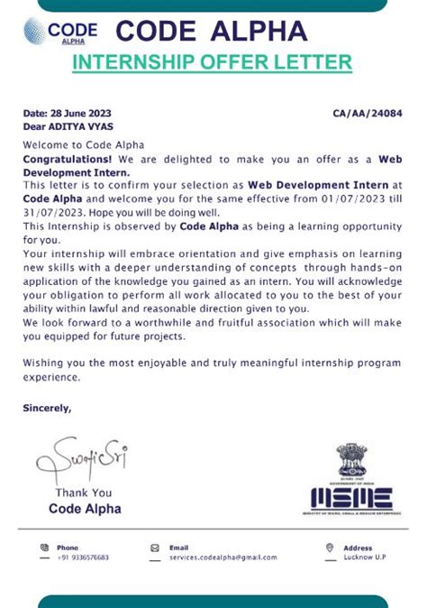 Internship Codealpha Webdevelopment Intern Experience Projects Aditya Vyas
