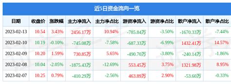 永和智控（002795）2月13日主力资金净买入245617万元流向成交额数据