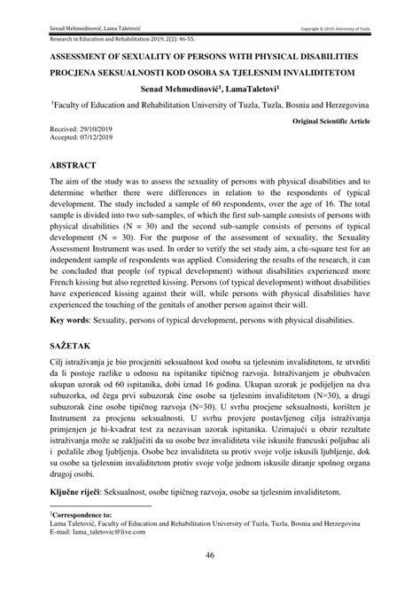 PDF ASSESSMENT OF SEXUALITY OF PERSONS WITH PHYSICAL DISABILITIES