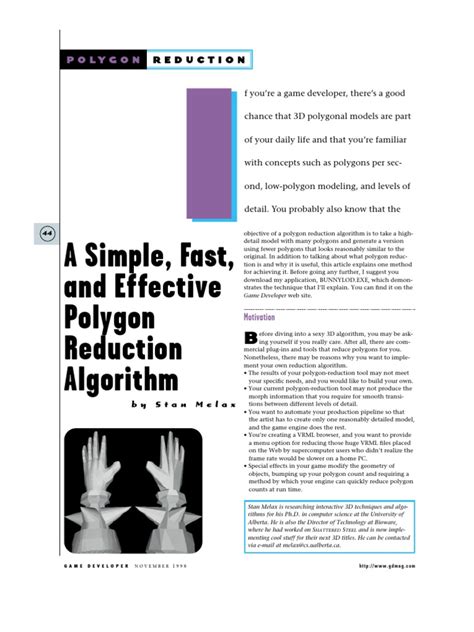 A Simple Fast Effective Polygon Reduction Algorithm Pdf Vertex