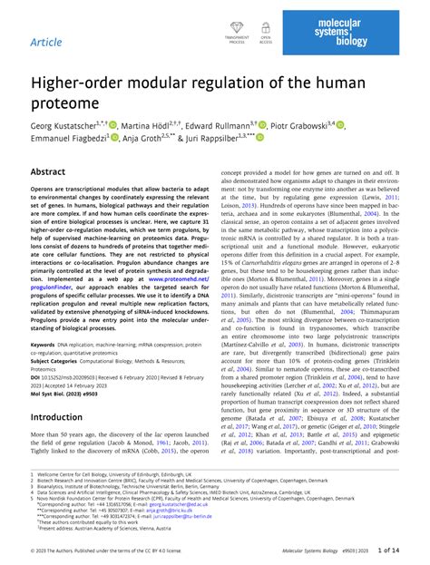 Pdf Higher Order Modular Regulation Of The Human Proteome