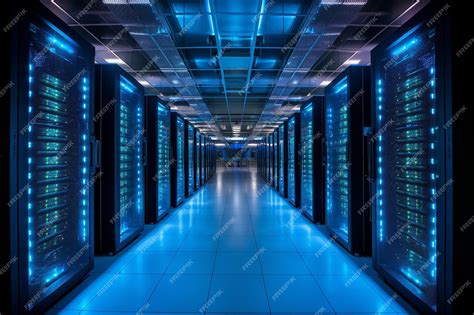 Premium Ai Image Network And Data Servers Behind Glass Panels In A