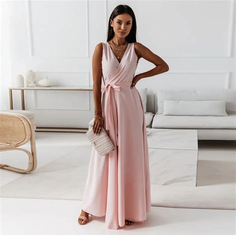 Primavera Ver O Novas Mulheres S Lido V Neck Vestido Longo