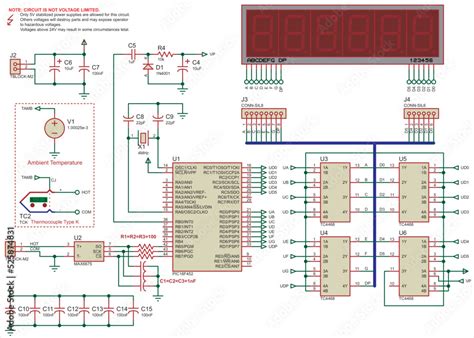 Vector Electrical Schematic Principal Diagram Of A Temperature Measuring Device Operating Under