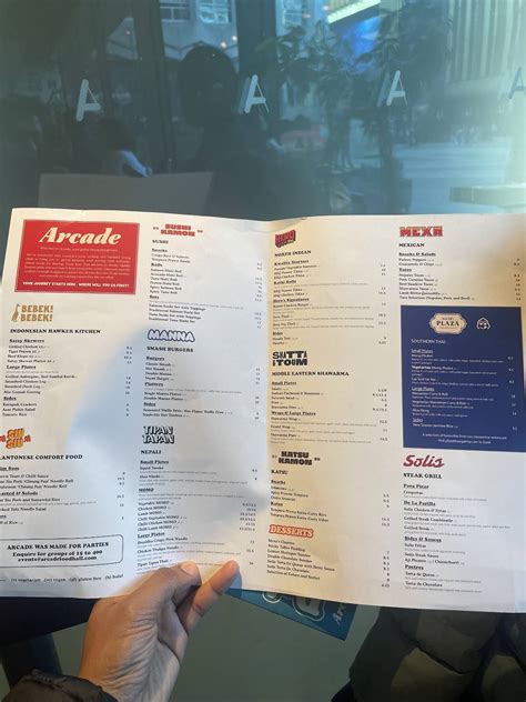 Menu At Arcade Food Hall Restaurant London