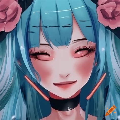 Smiling Anime Panda Woman With Blue Hair On Craiyon