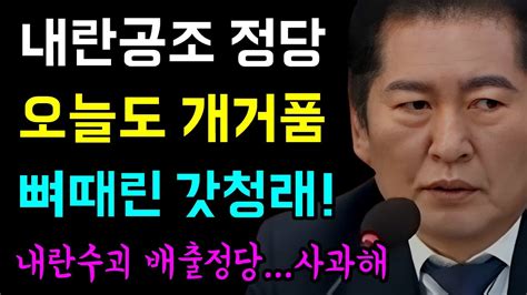 정신줄 놓은 내란공조 정당 오늘도 개거품에 빼때린 갓청래 내란수괴 배출 정당 니들 사과는 했니 ㅋ 발작버튼 눌린 내란의 힘 반드시 해체될
