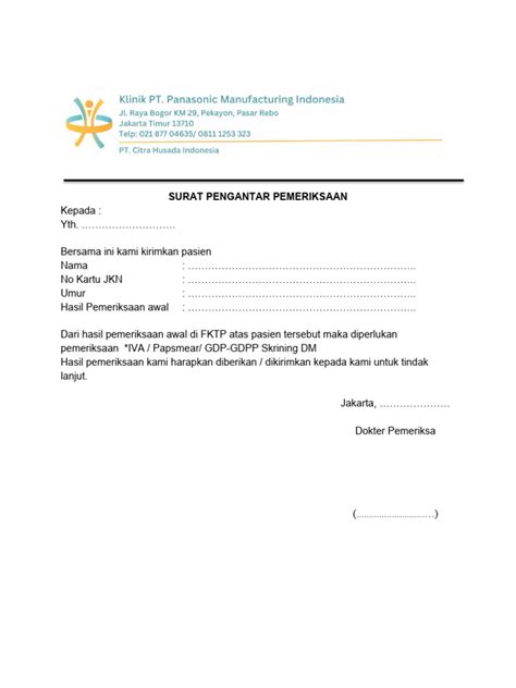 Form Pengantar Pemeriksaan Pap Smear And Hsl Assmenet Pdf