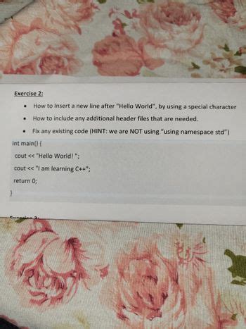 Answered Exercise How To Insert A New Line After Hello World By Using A Special